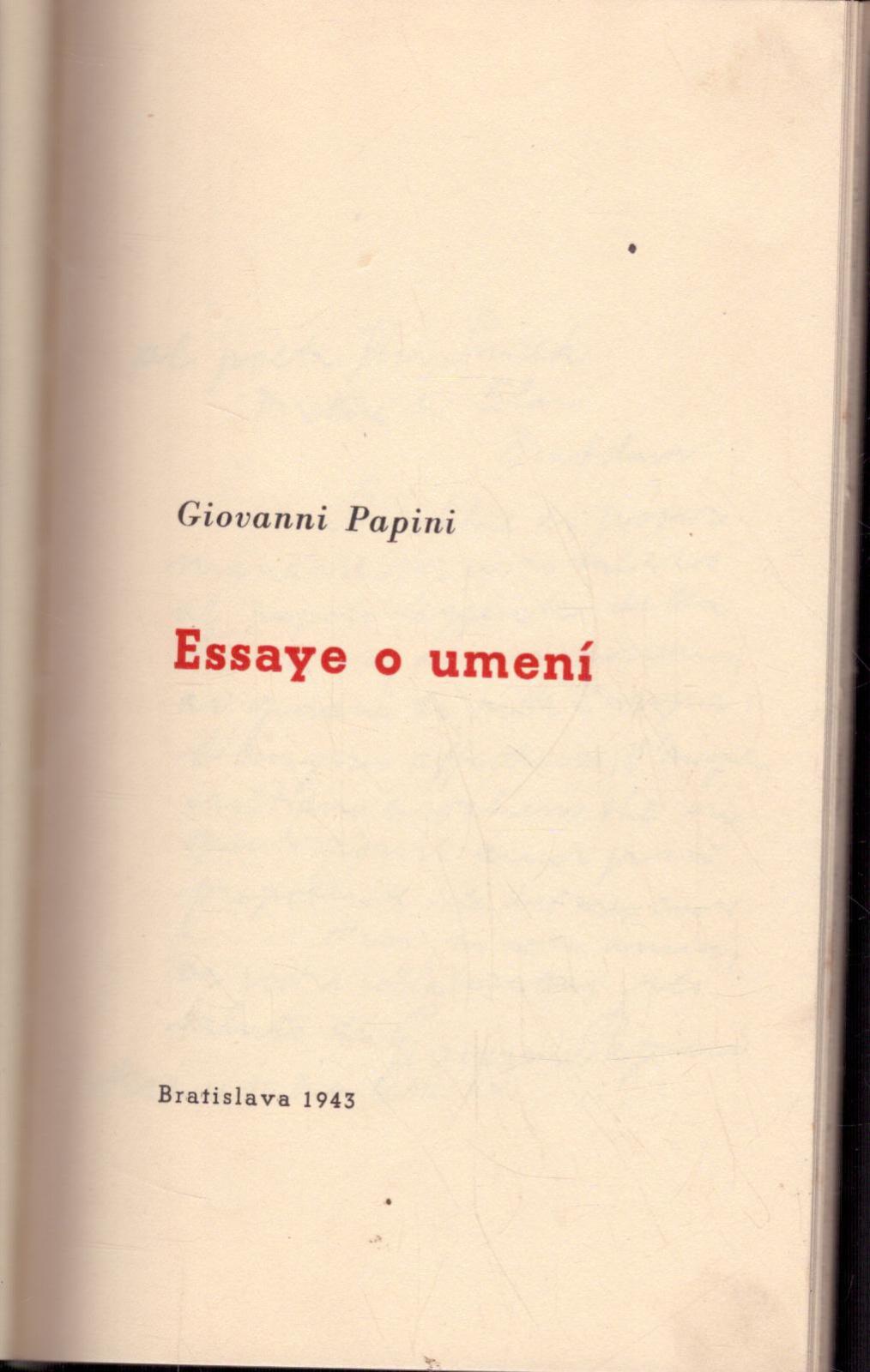 Essaye o umení - Giovanni Papini (kniha) | Antikvariatik.sk