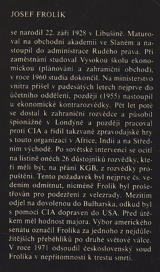 Špión vypovídá - Frolík Josef (kniha) | Antikvariatik.sk