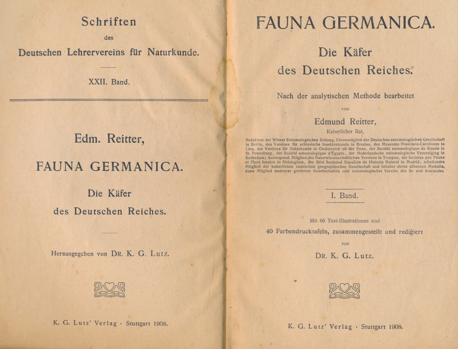 Fauna germanica. Die Käfer des Deutschen Reiches. I. - Reitter Edmund ...