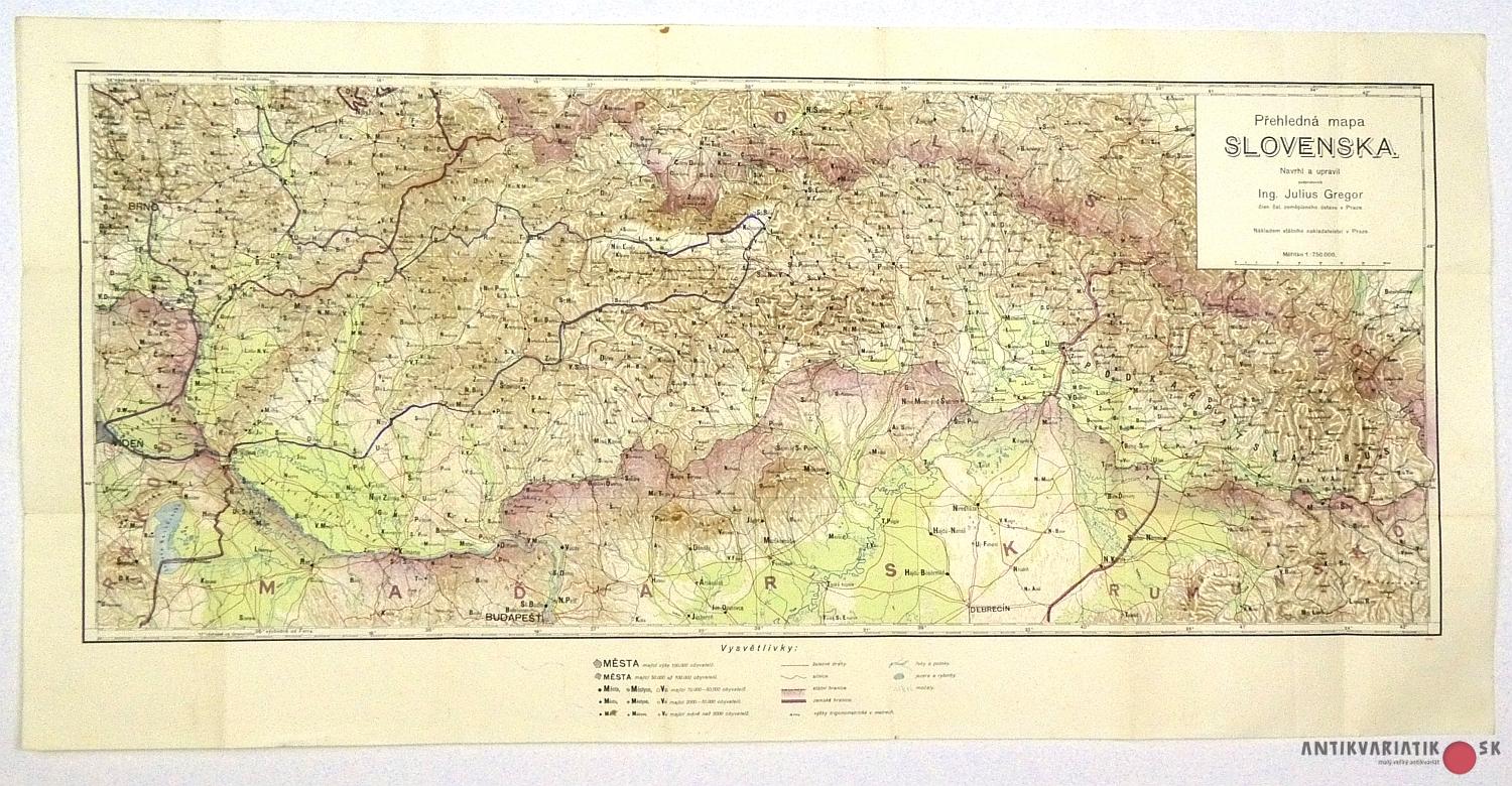 [Mapa] Přehledná mapa Slovenska - Gregor Julius Ing. (mapa ...